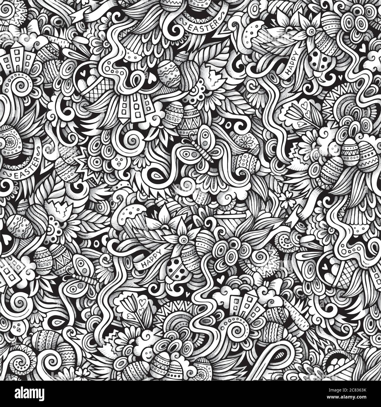 Easter doodles vector seamless pattern Stock Vector Image & Art - Alamy