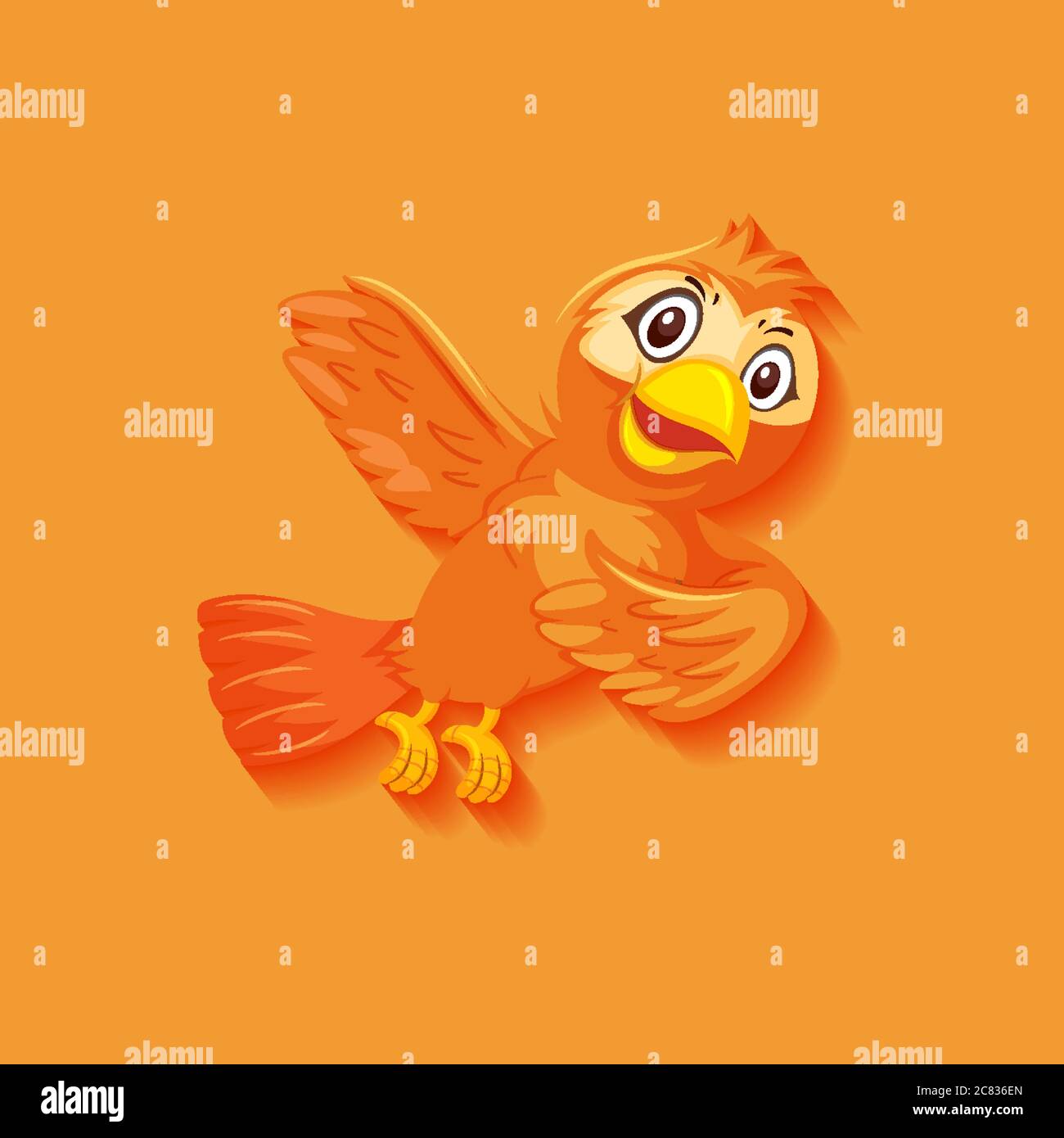Cute orange bird cartoon character illustration Stock Vector Image ...