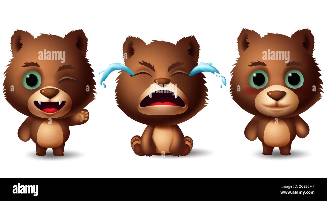 Bear animals character vector set. Brown bears animal kids characters ...