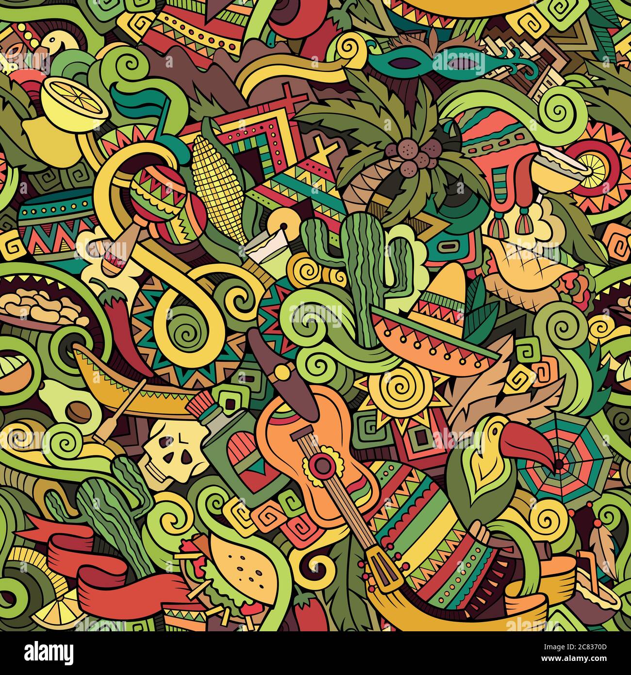 Cartoon hand-drawn Doodles on the subject of Latin America Stock Vector ...