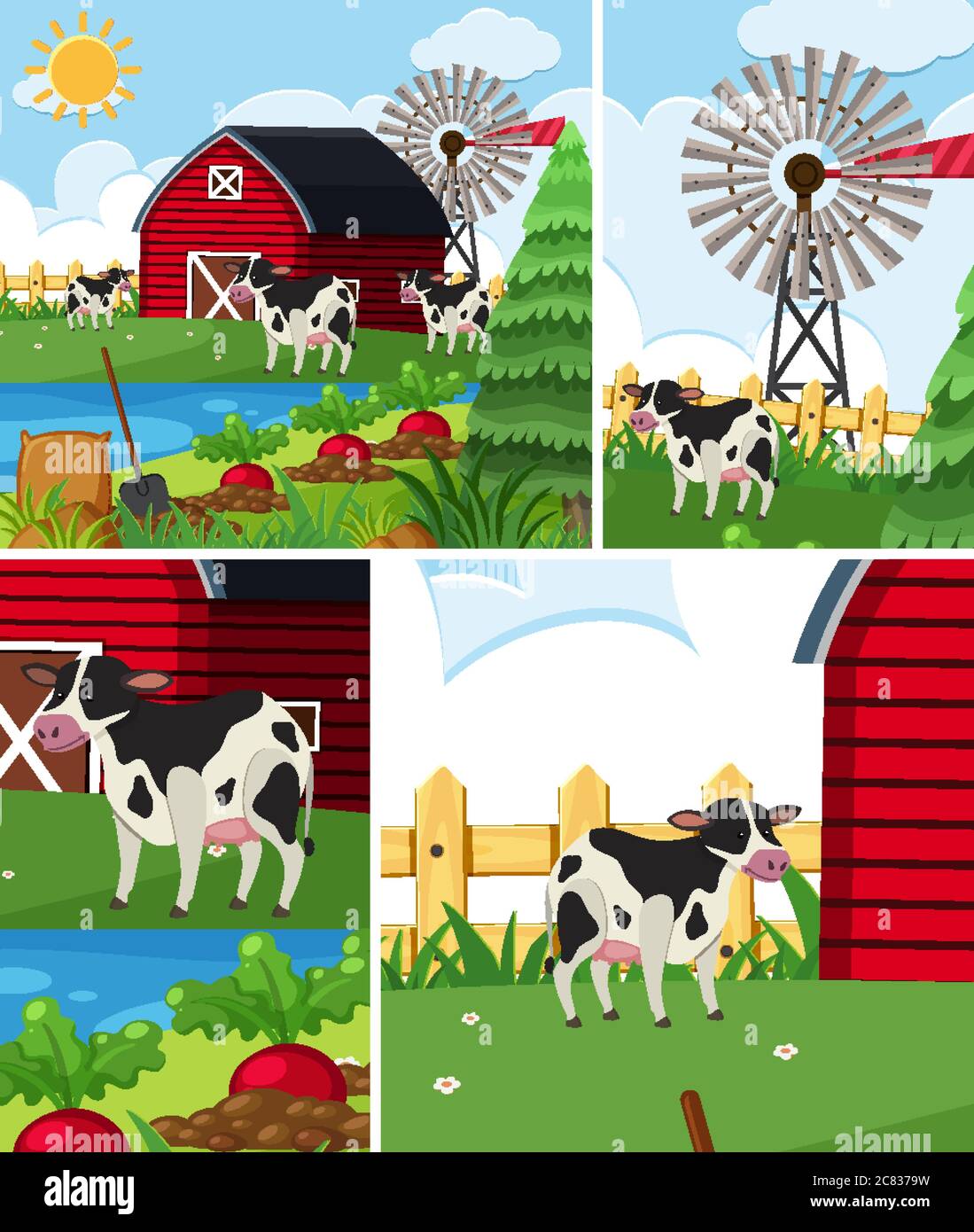 Simple farm background set illustration Stock Vector Image & Art - Alamy