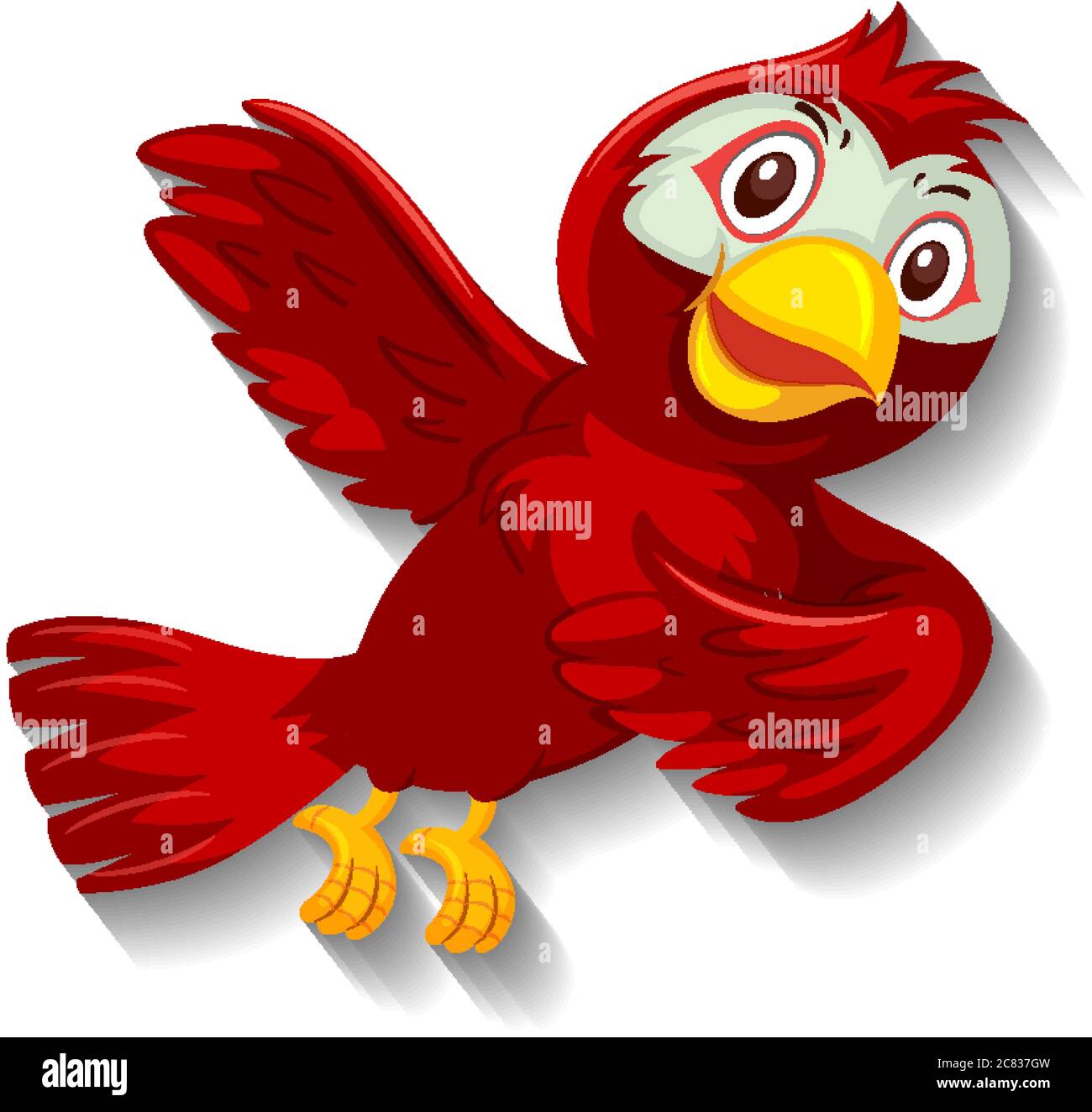 Cute red bird cartoon character illustration Stock Vector Image & Art ...