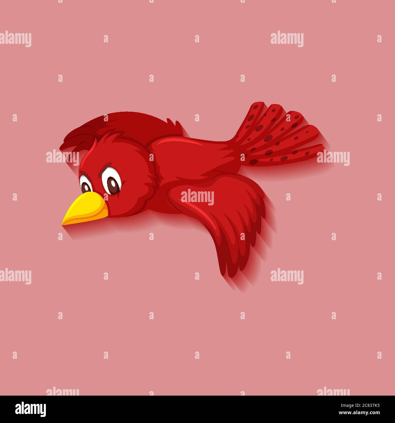 Cute red bird cartoon character illustration Stock Vector Image & Art ...