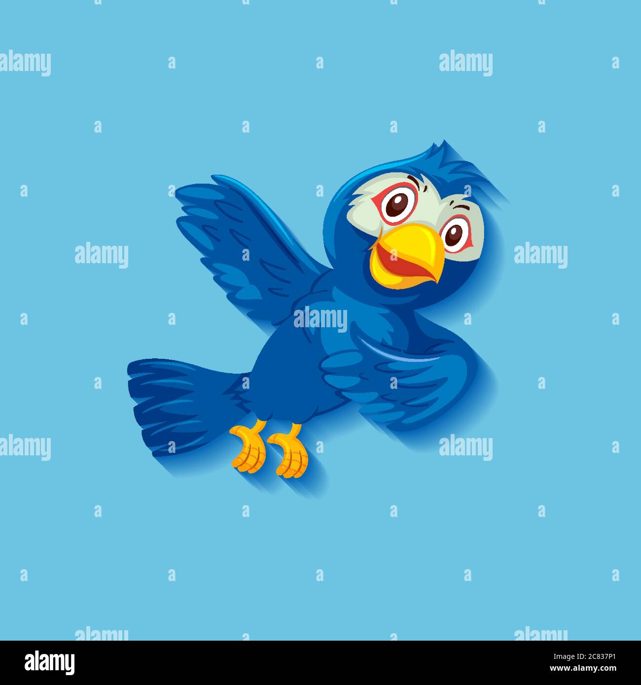 Cute blue bird cartoon character illustration Stock Vector Image & Art ...