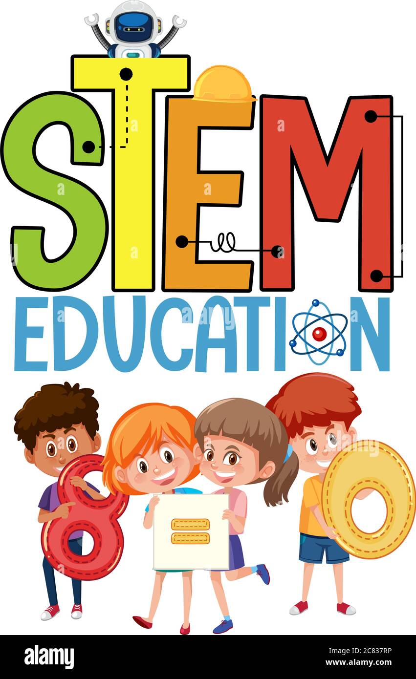 Stem education with different kids isolated illustration Stock Vector ...