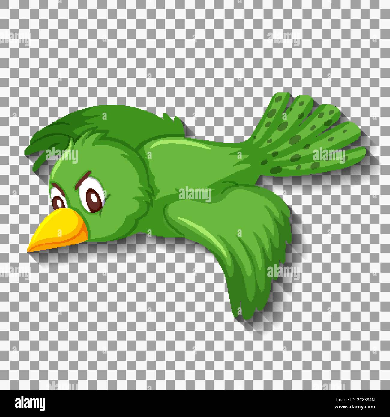 Cute green bird cartoon character illustration Stock Vector Image & Art ...