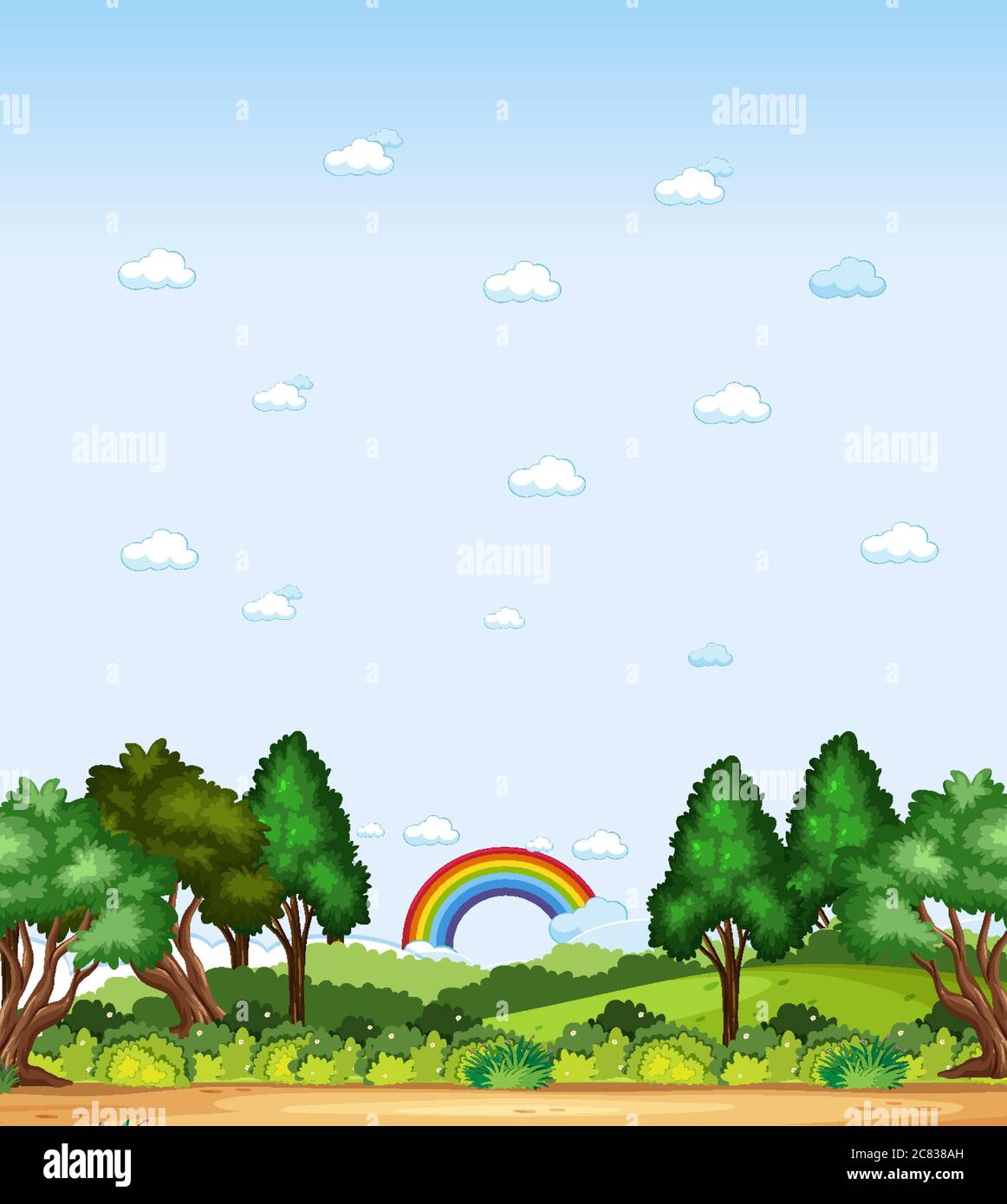 Vertical nature scene or landscape countryside with forest view and ...
