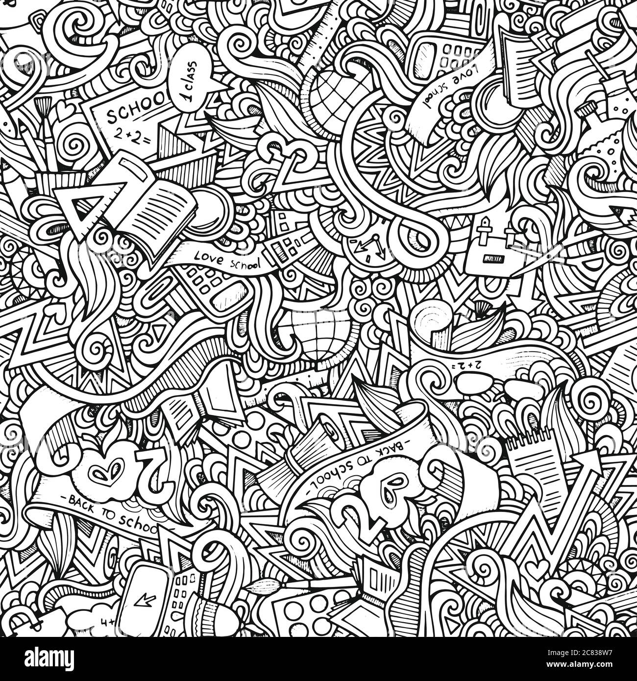 hand drawn school seamless pattern Stock Vector Image & Art - Alamy