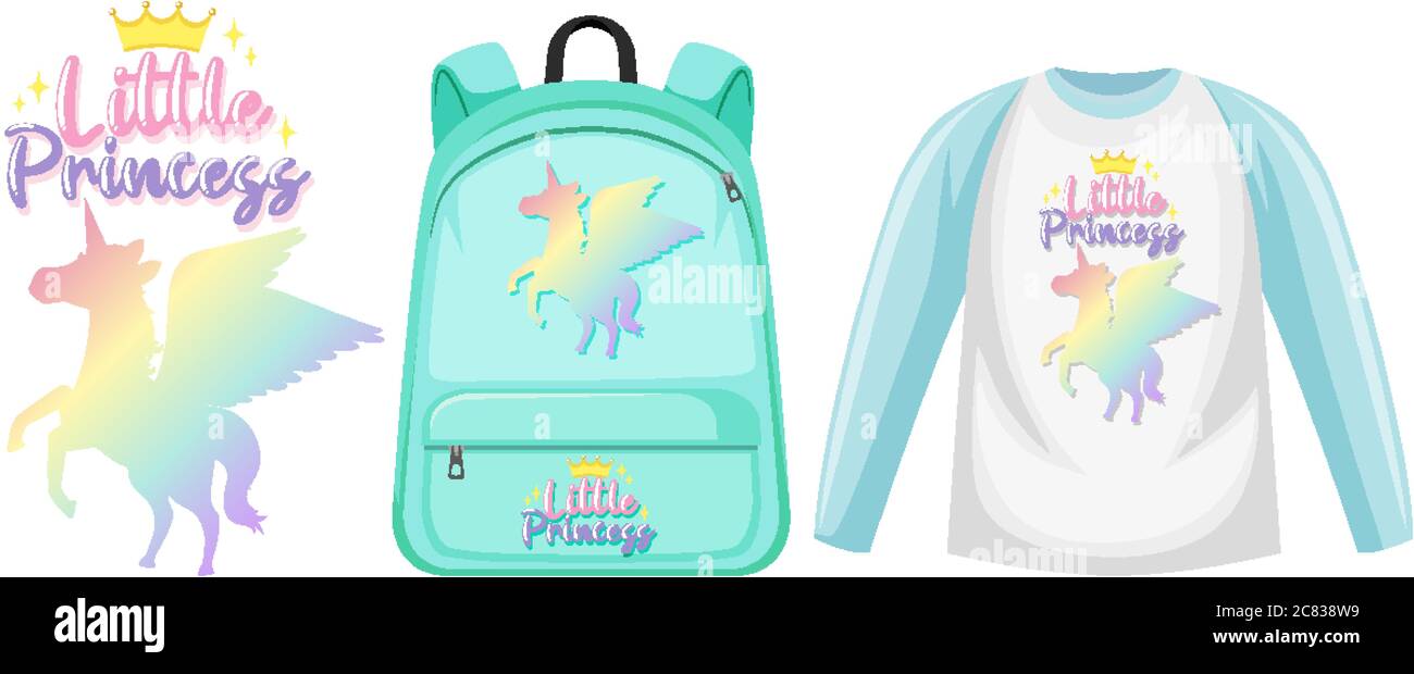 Set of unicorn backpack and cap illustration Stock Vector Image & Art ...
