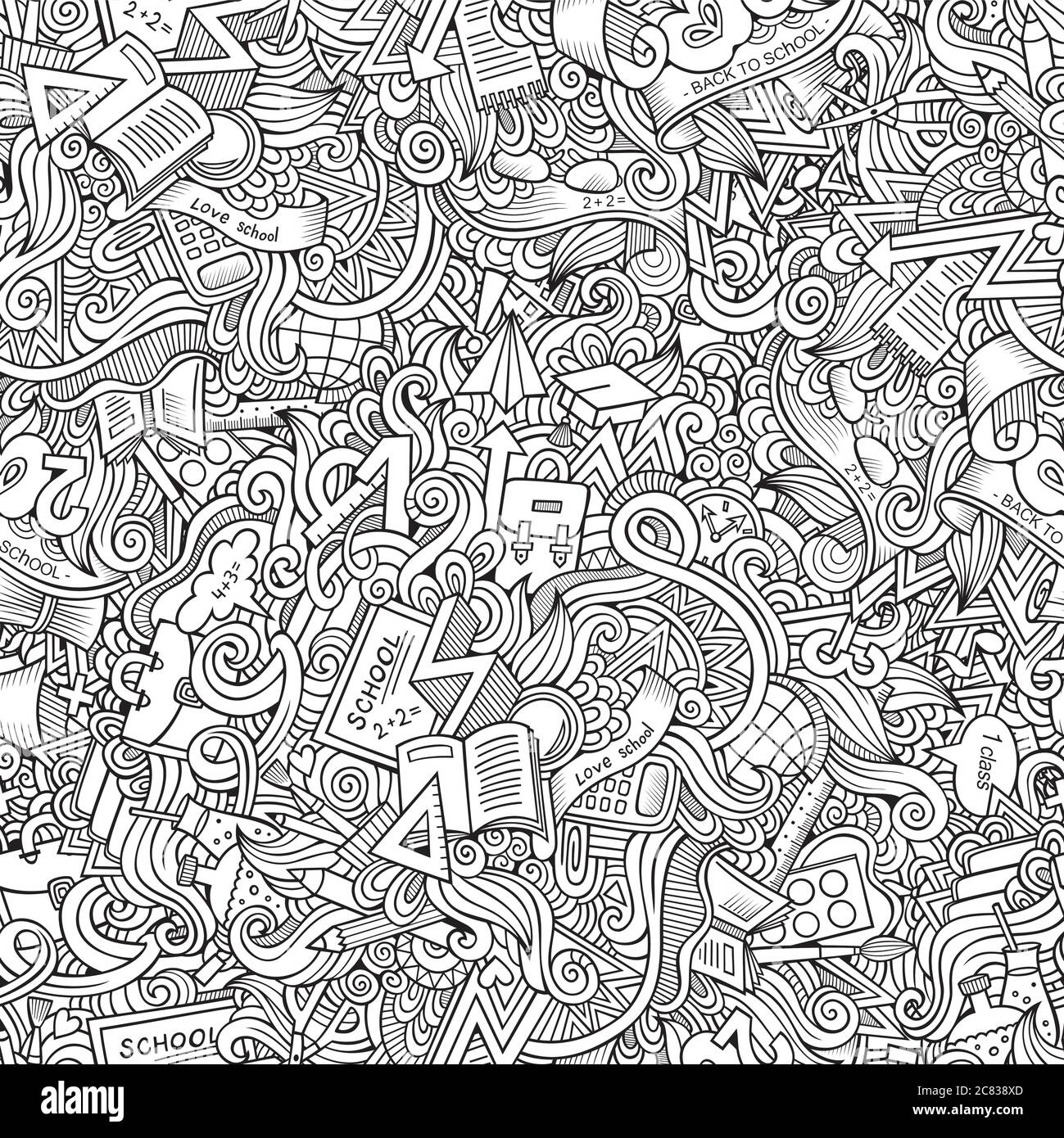 Cartoon cute doodles School seamless pattern Stock Vector Image & Art ...