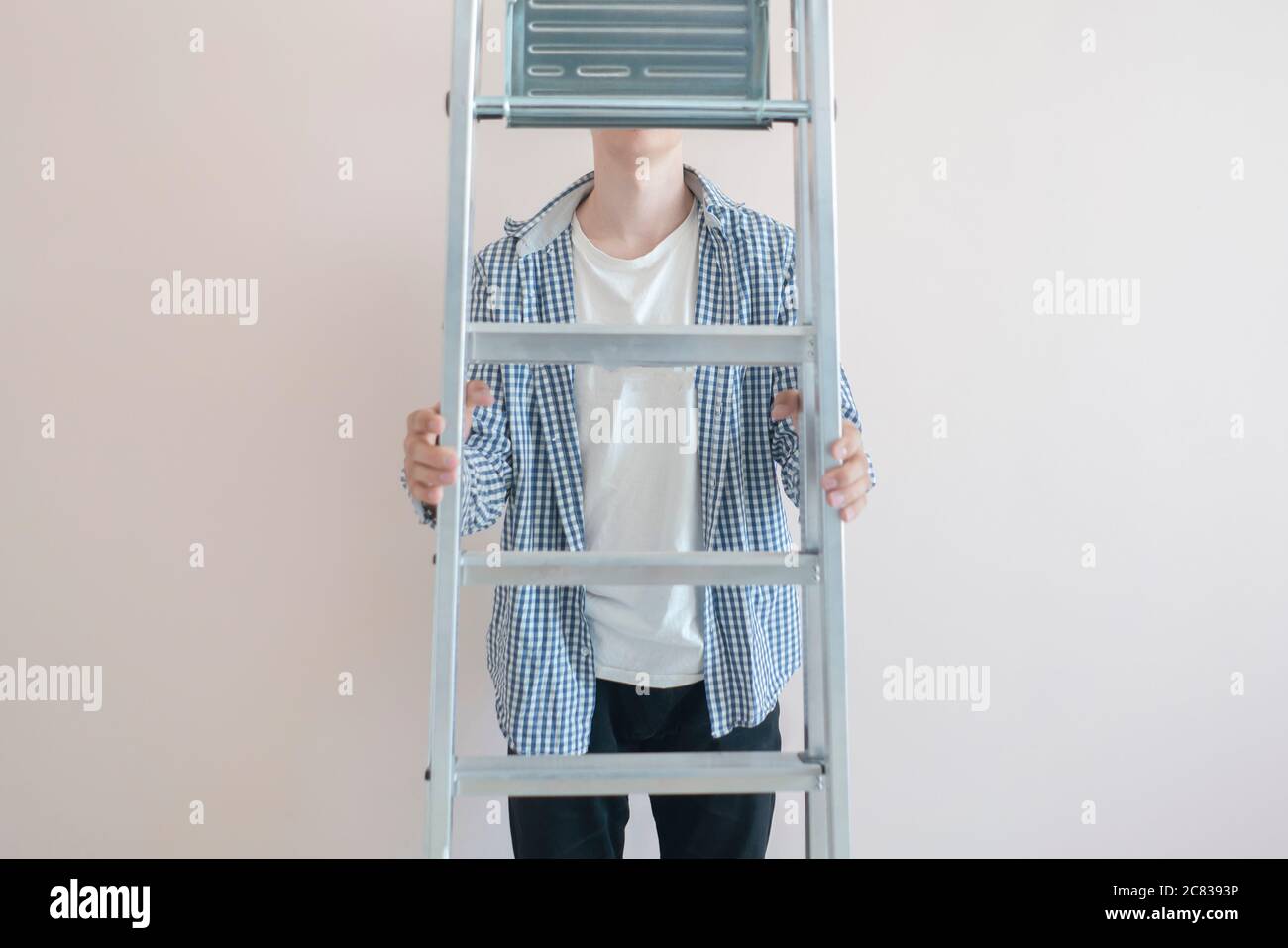 Work Man Holding A Ladder High Resolution Stock Photography and Images ...