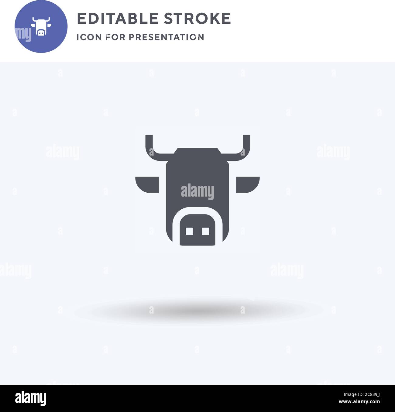 Bull icon vector, filled flat sign, solid pictogram isolated on white ...