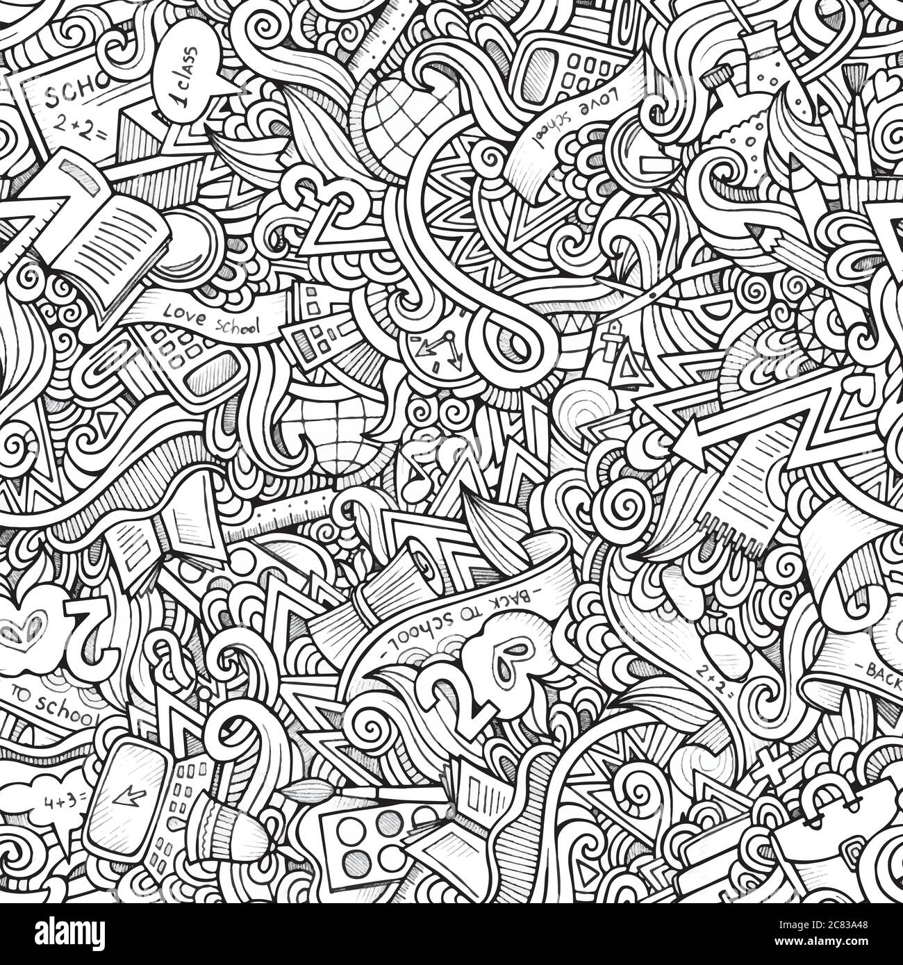 hand drawn school seamless pattern Stock Vector Image & Art - Alamy