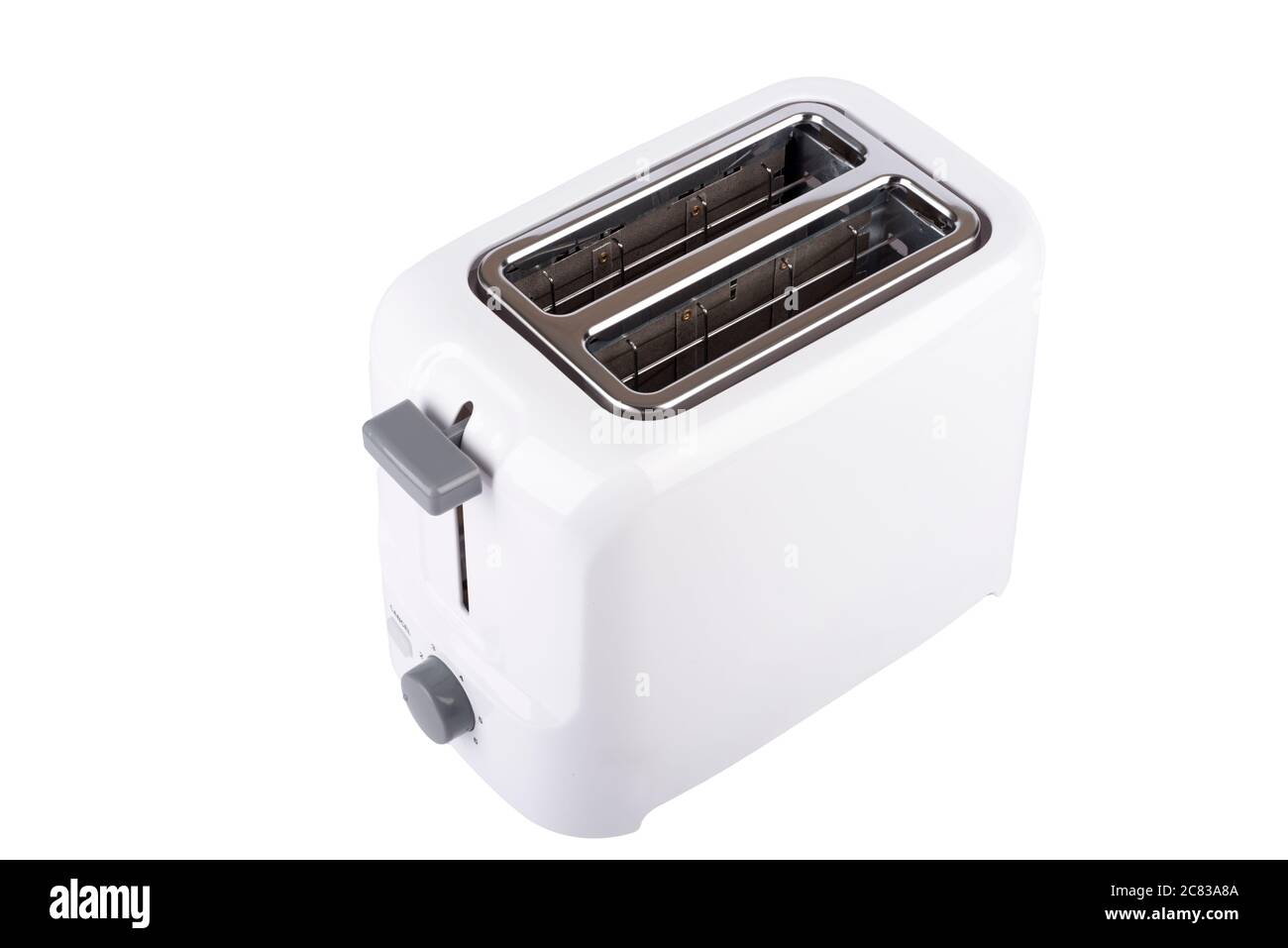 White toaster isolated on white background. Close up. Copy space Stock ...