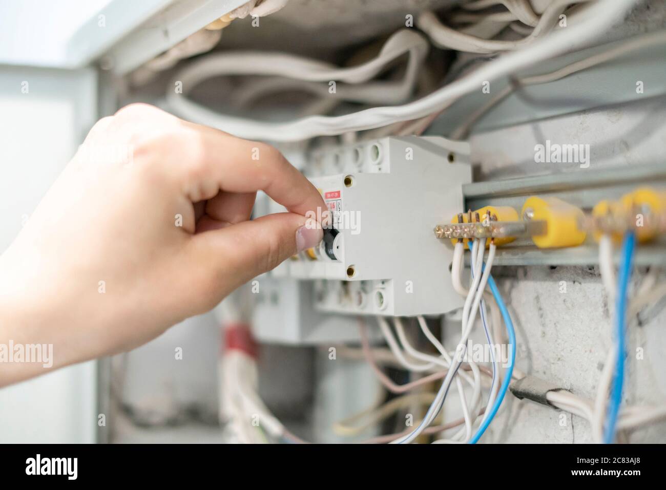 Electrician Fixing Electrical Panel High Resolution Stock Photography ...