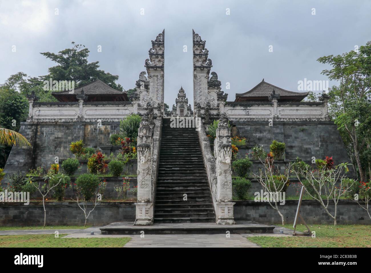 Huge Temple stairs in Bali Indonesia. Write DRagon Temple Stock Photo ...