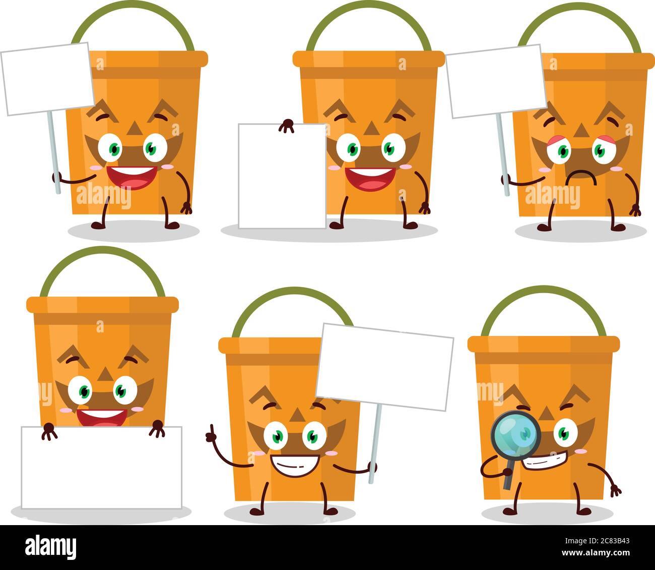 Halloween bucket cartoon character bring information board Stock Vector ...