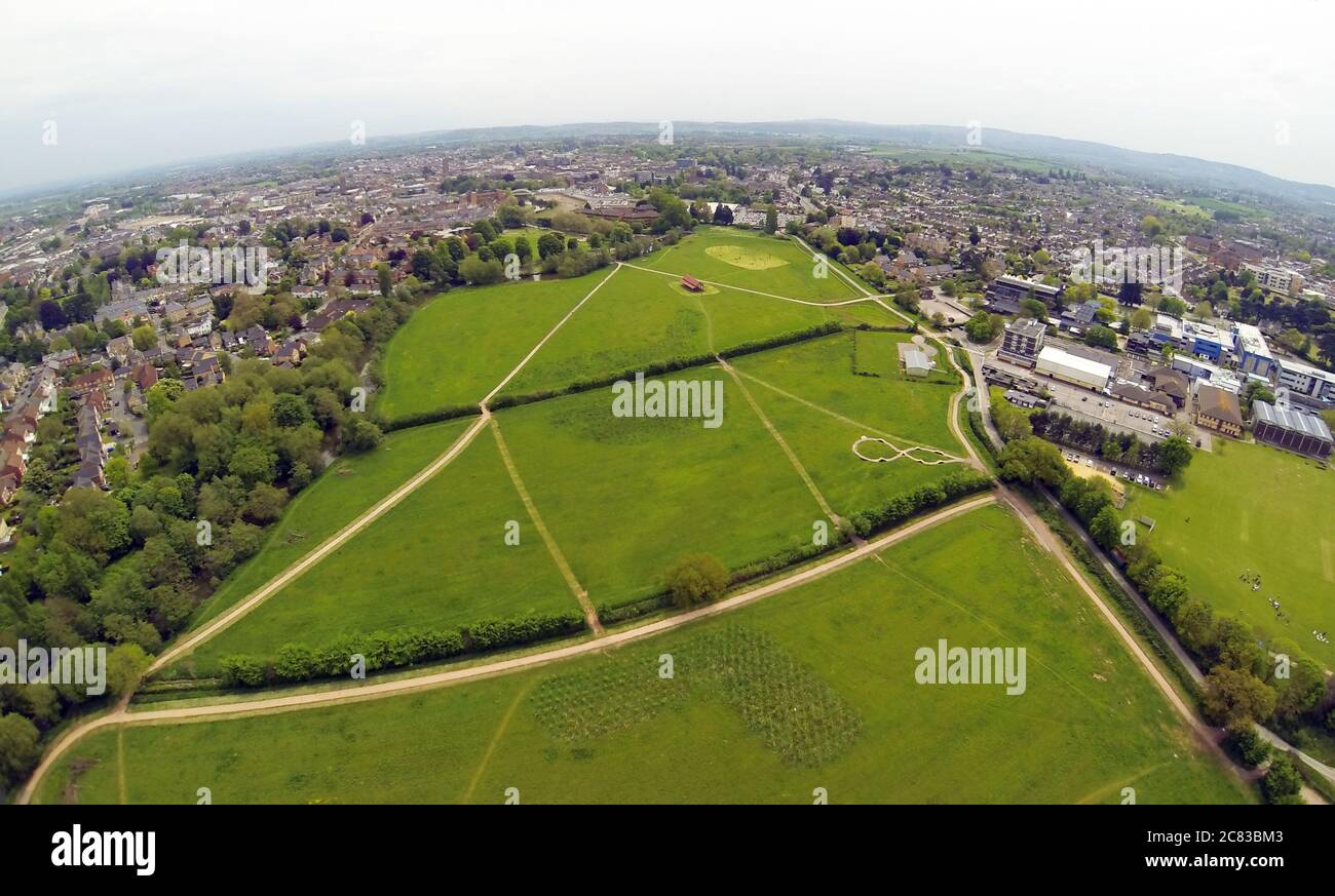 Aerial view of Long Run Meadow in Taunton Somerset Stock Photo - Alamy