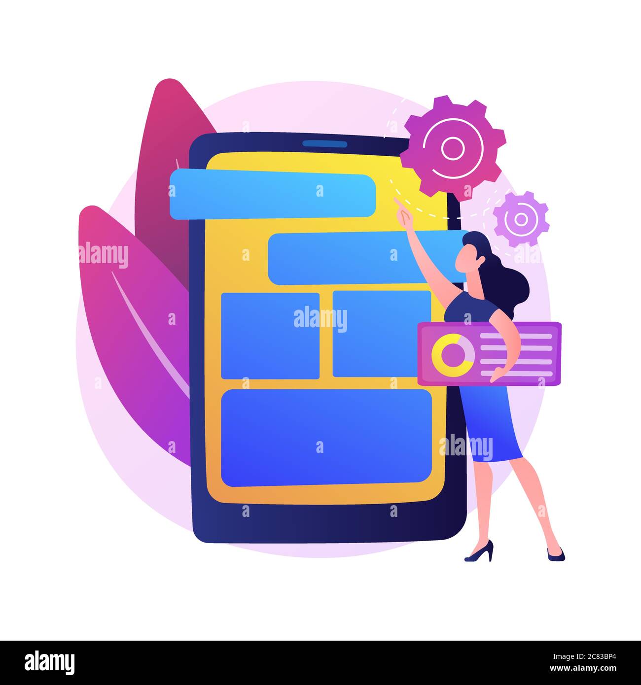 Mobile software optimization, UI, UX development vector concept ...