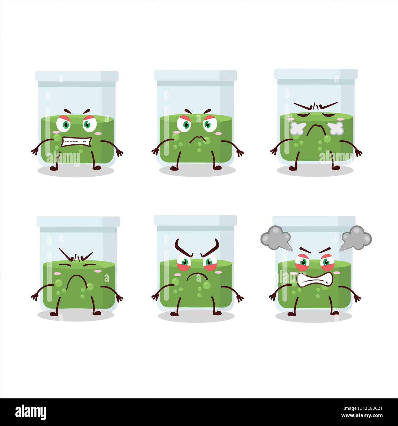Green potion cartoon character with various angry expressions Stock ...