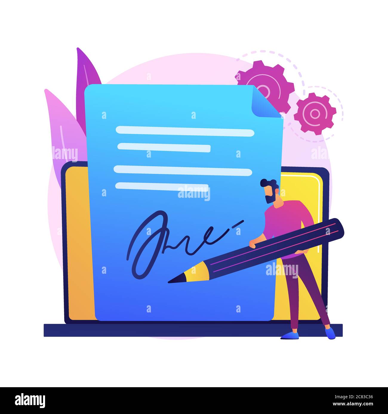 Businessman signing electronic signature Stock Vector Images - Alamy