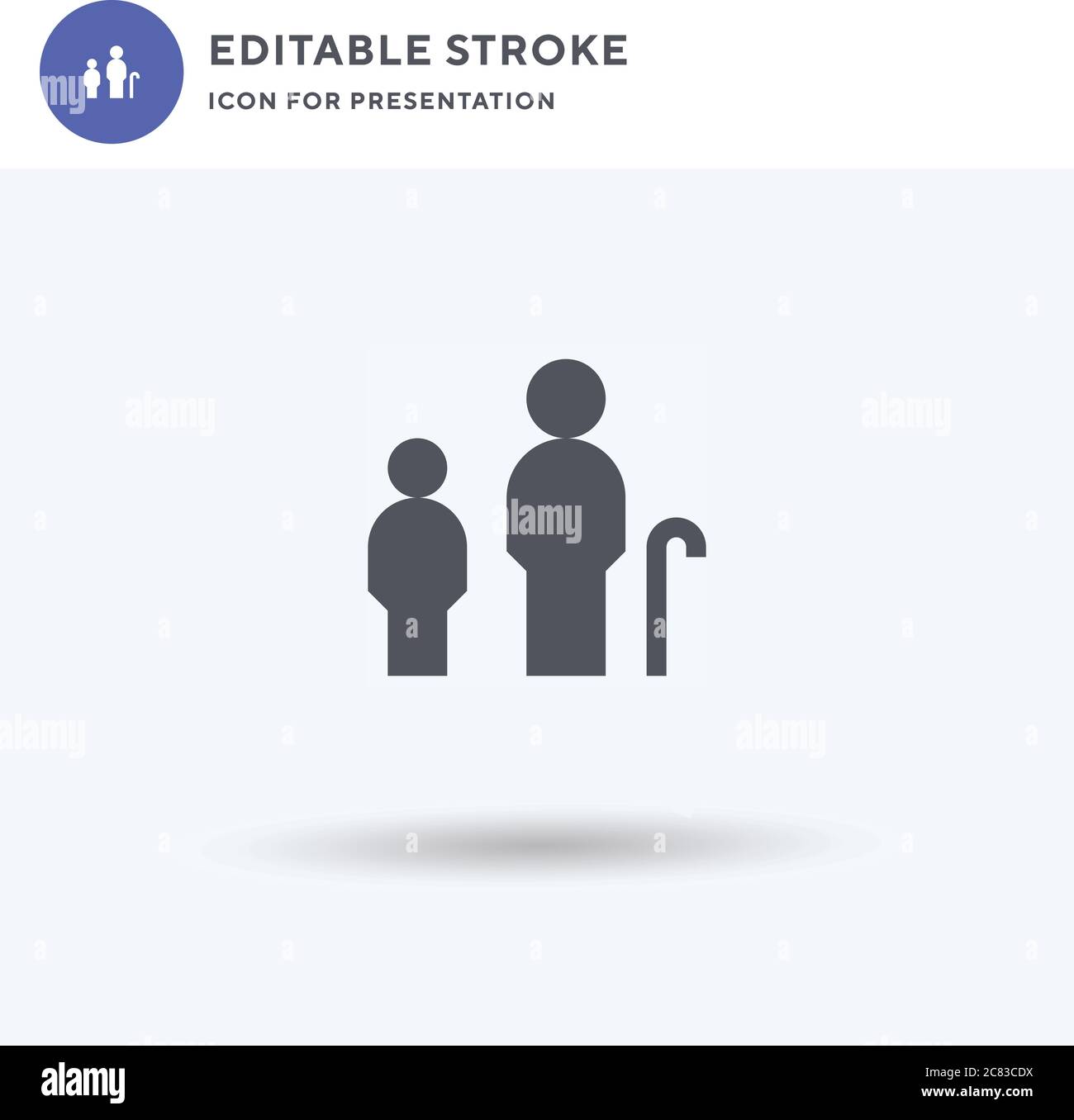 Elder People icon vector, filled flat sign, solid pictogram isolated on ...