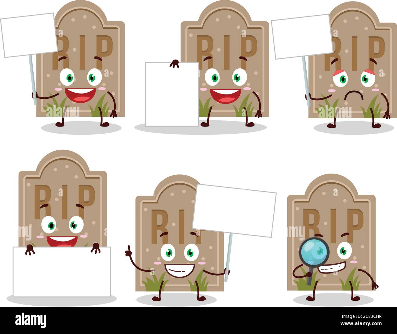 Tombstone cartoon in character bring information board Stock Vector ...