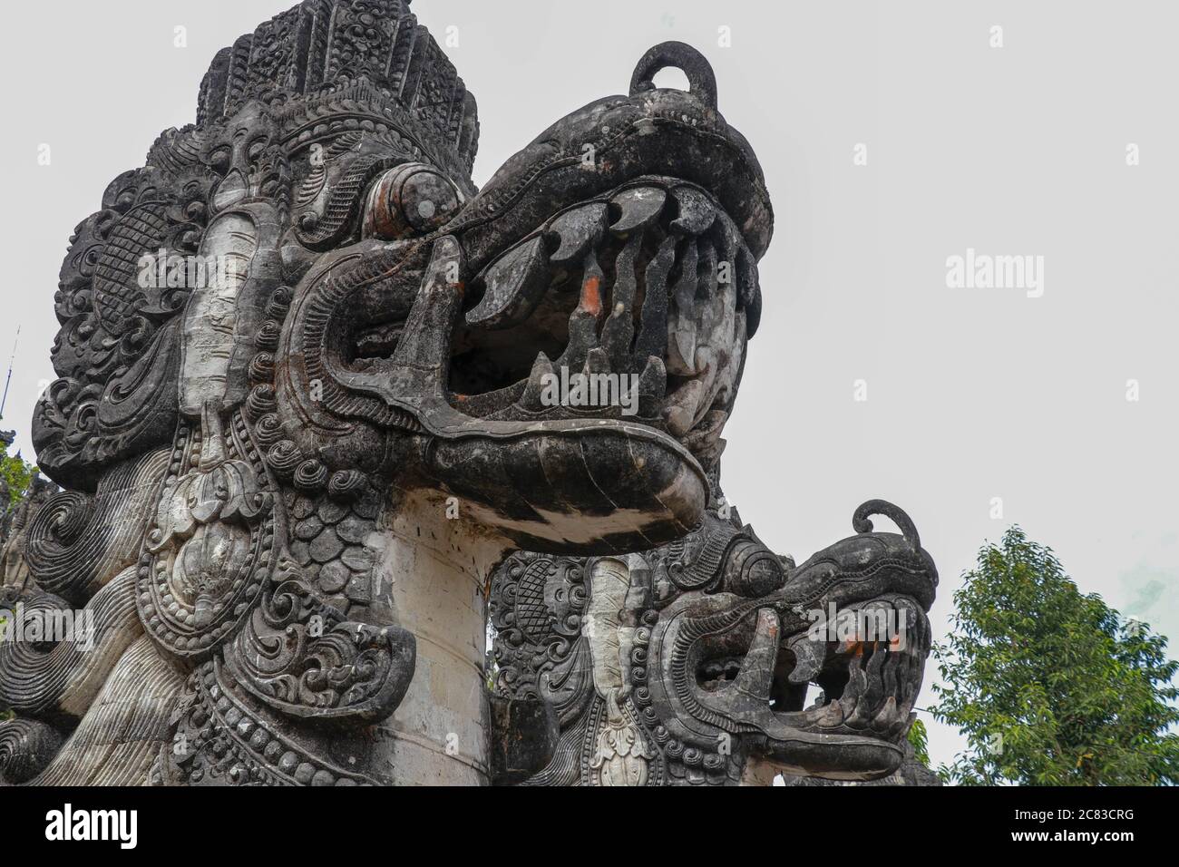 Stone sculptures of asian dragons in Pura Lempuyang temple on Bali ...
