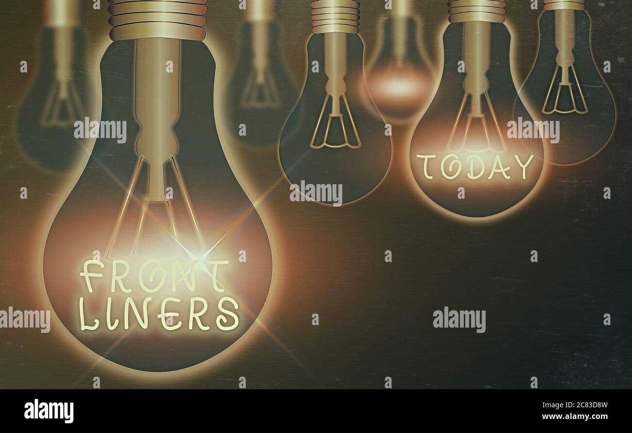 Conceptual hand writing showing Frontliners. Concept meaning most ...