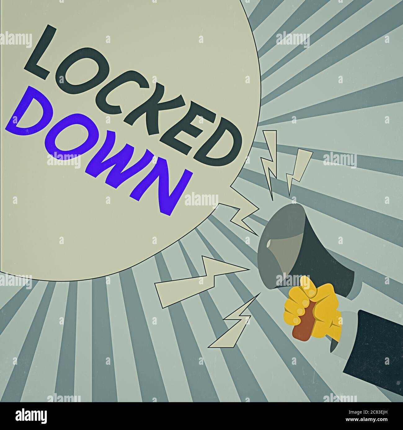 Writing note showing Locked Down. Business concept for emergency ...