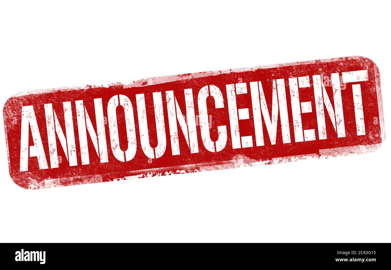 Illustration of a red and white text ''Announcement'' on a white ...