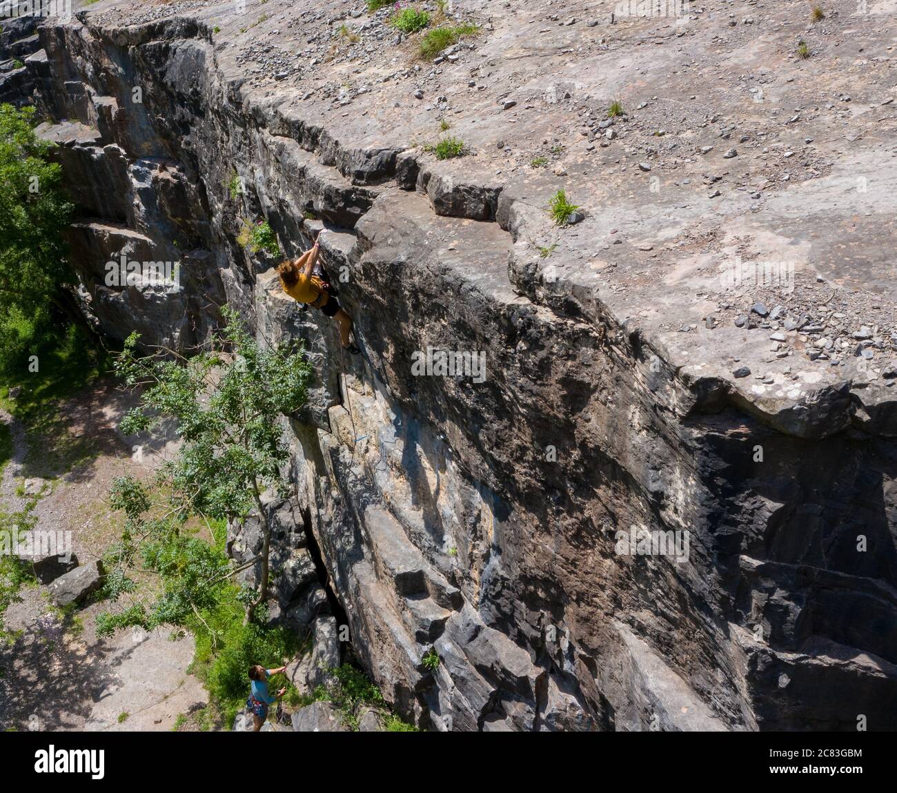 Aerial view of a rock climber at Cheddar Gorge Stock Photo - Alamy
