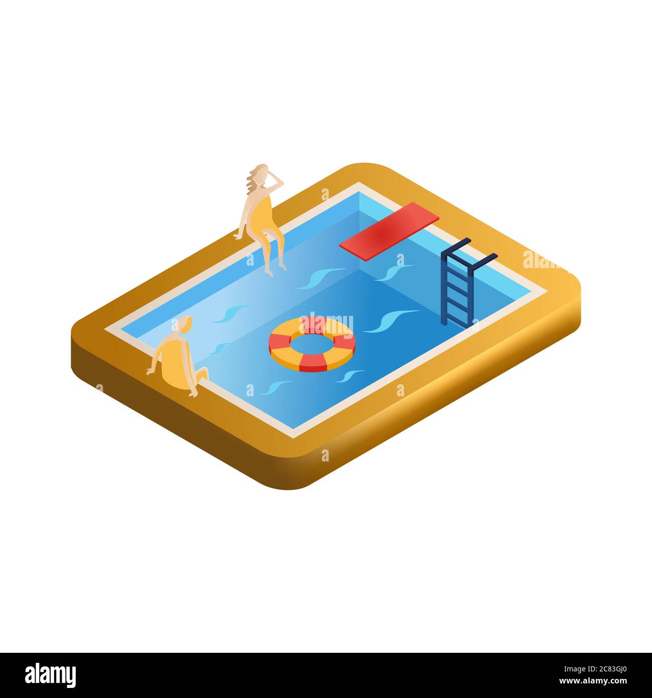 Family sitting at the swimming pool Stock Vector Images - Alamy