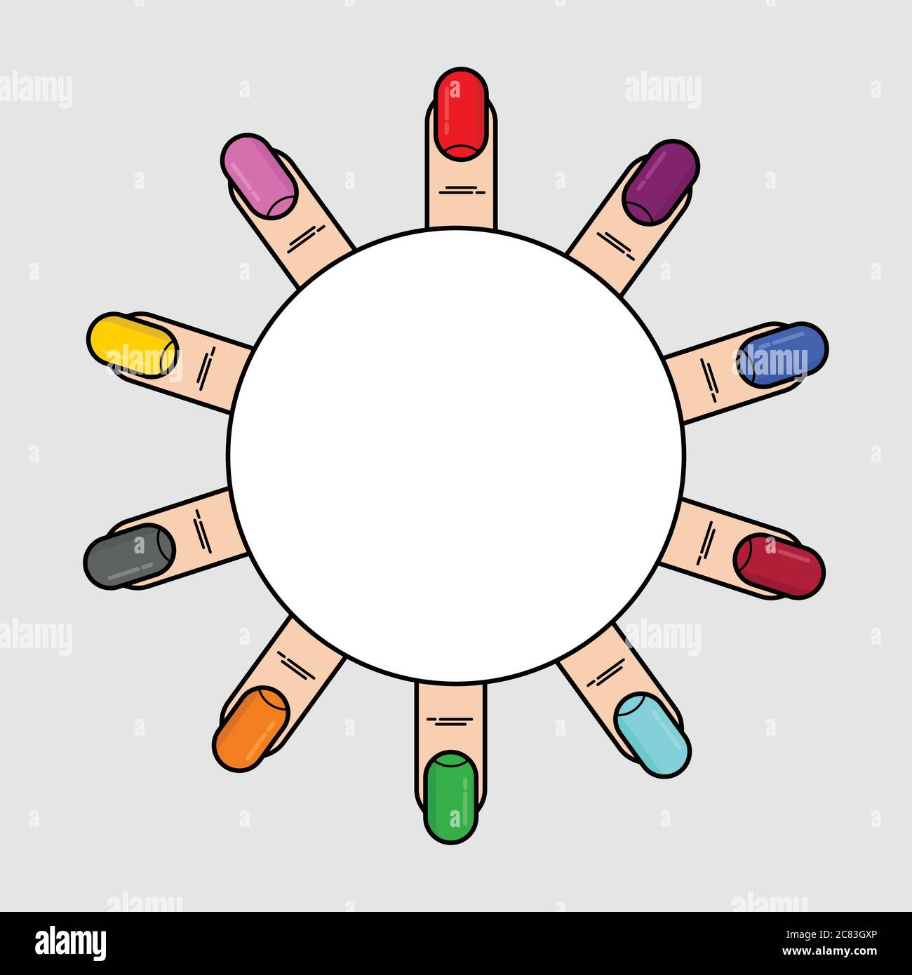 FINGER ICONS WITH PAINTED NAILS IN A WHITE CIRCLE Stock Vector Image ...