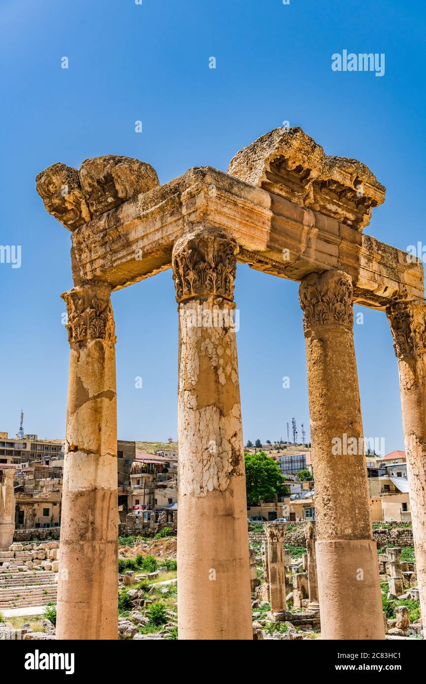 Baalbek Roman temple ruins in Baalbek, Lebanon Stock Photo - Alamy