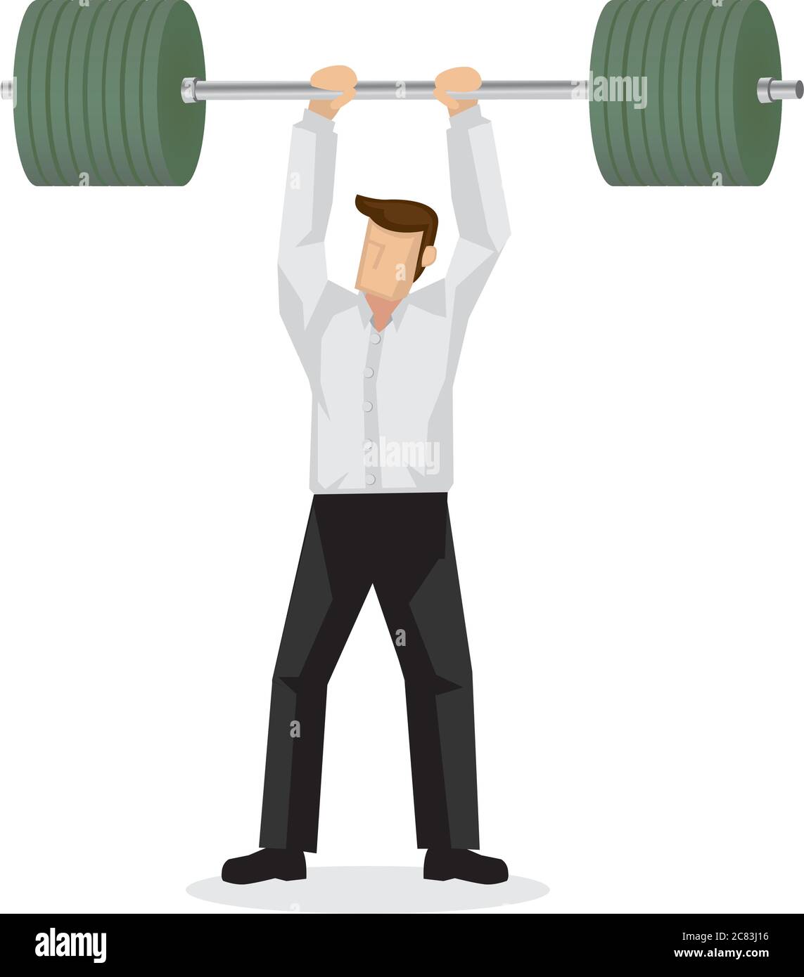 Concept illustration of a businessman lifting a heavy weight. Concept ...