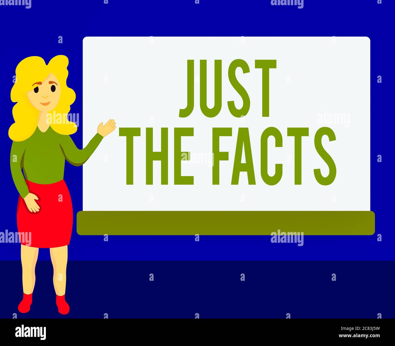 Writing note showing Just The Facts. Business concept for to have the ...