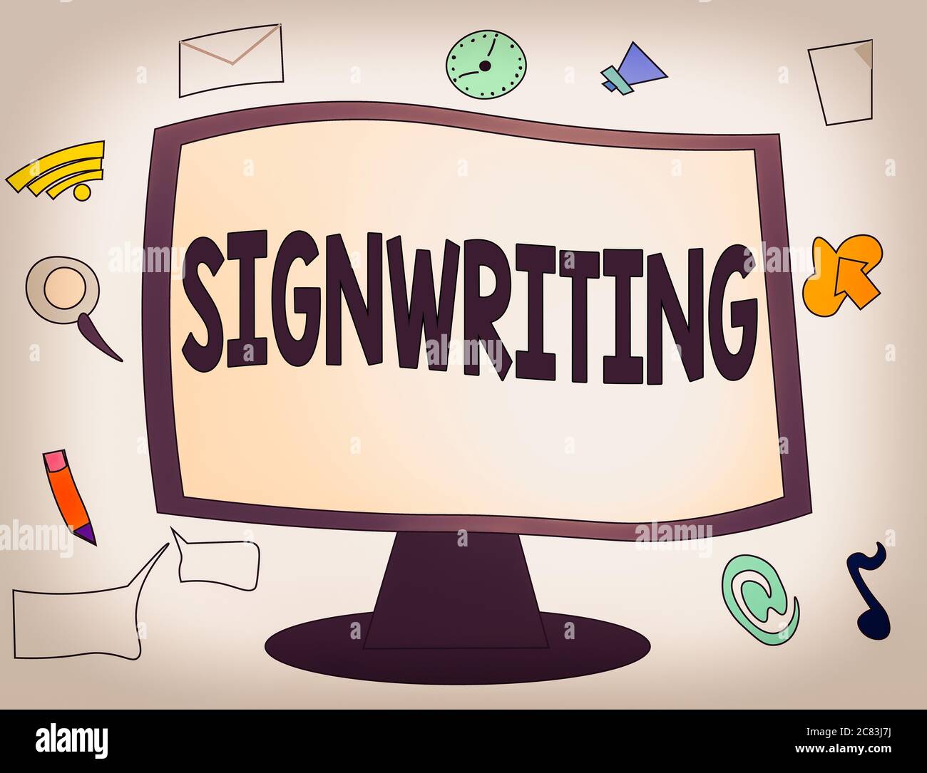 Conceptual hand writing showing Signwriting. Concept meaning any type ...