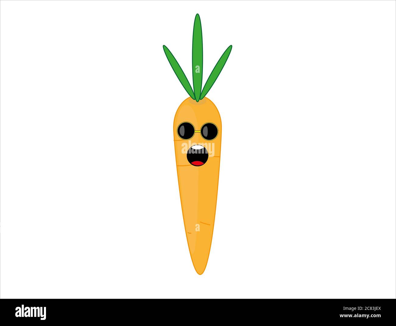 Drawing of a carrot with a happy face with closed eyes isolated on a ...