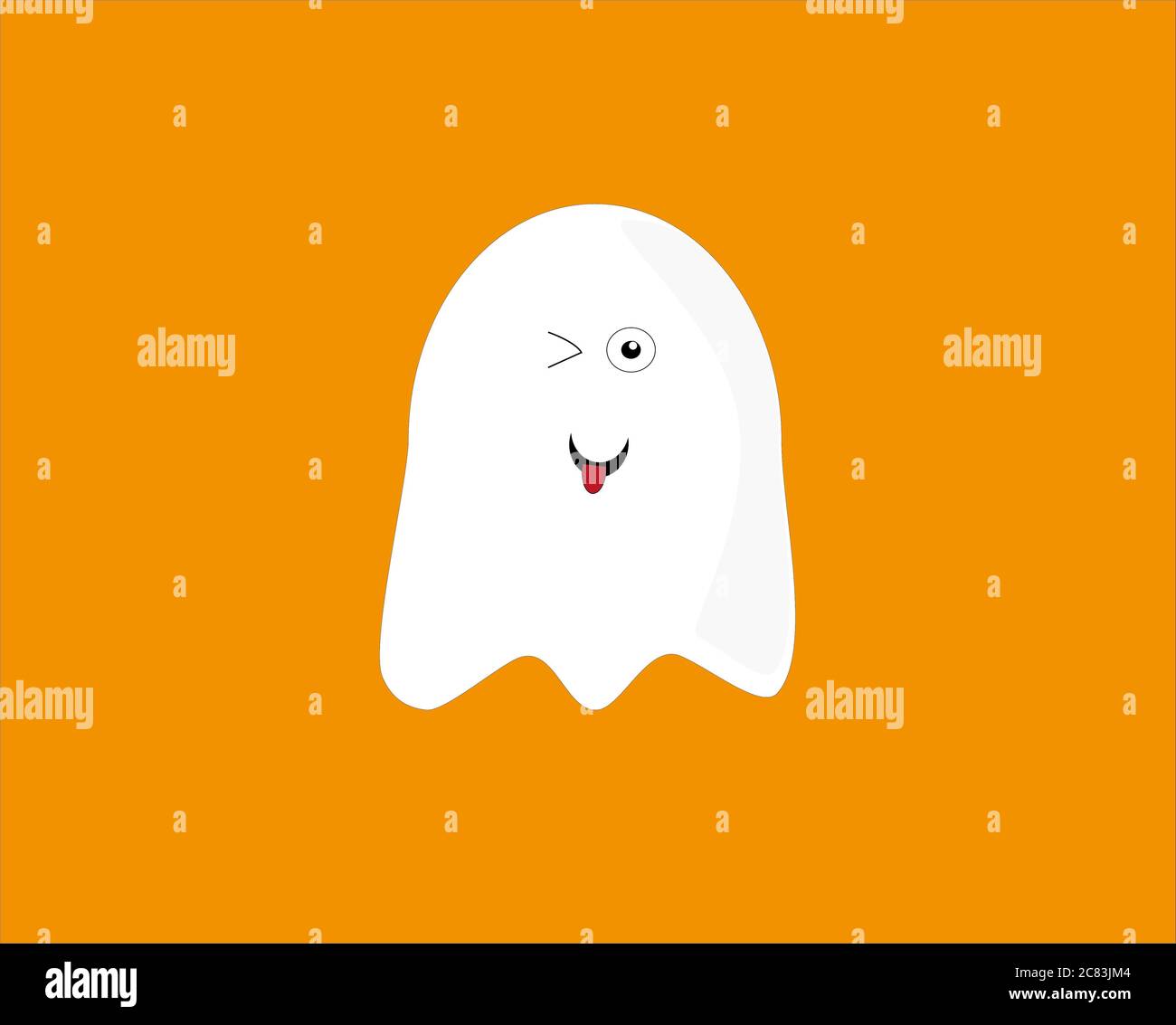 Illustration of a white ghost with a winking eye isolated on a yellow ...