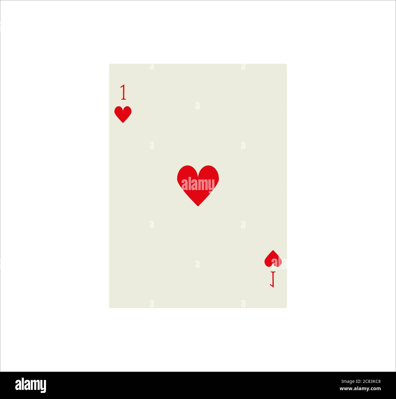 Illustration of a one of hearts playing card with isolated on a white ...