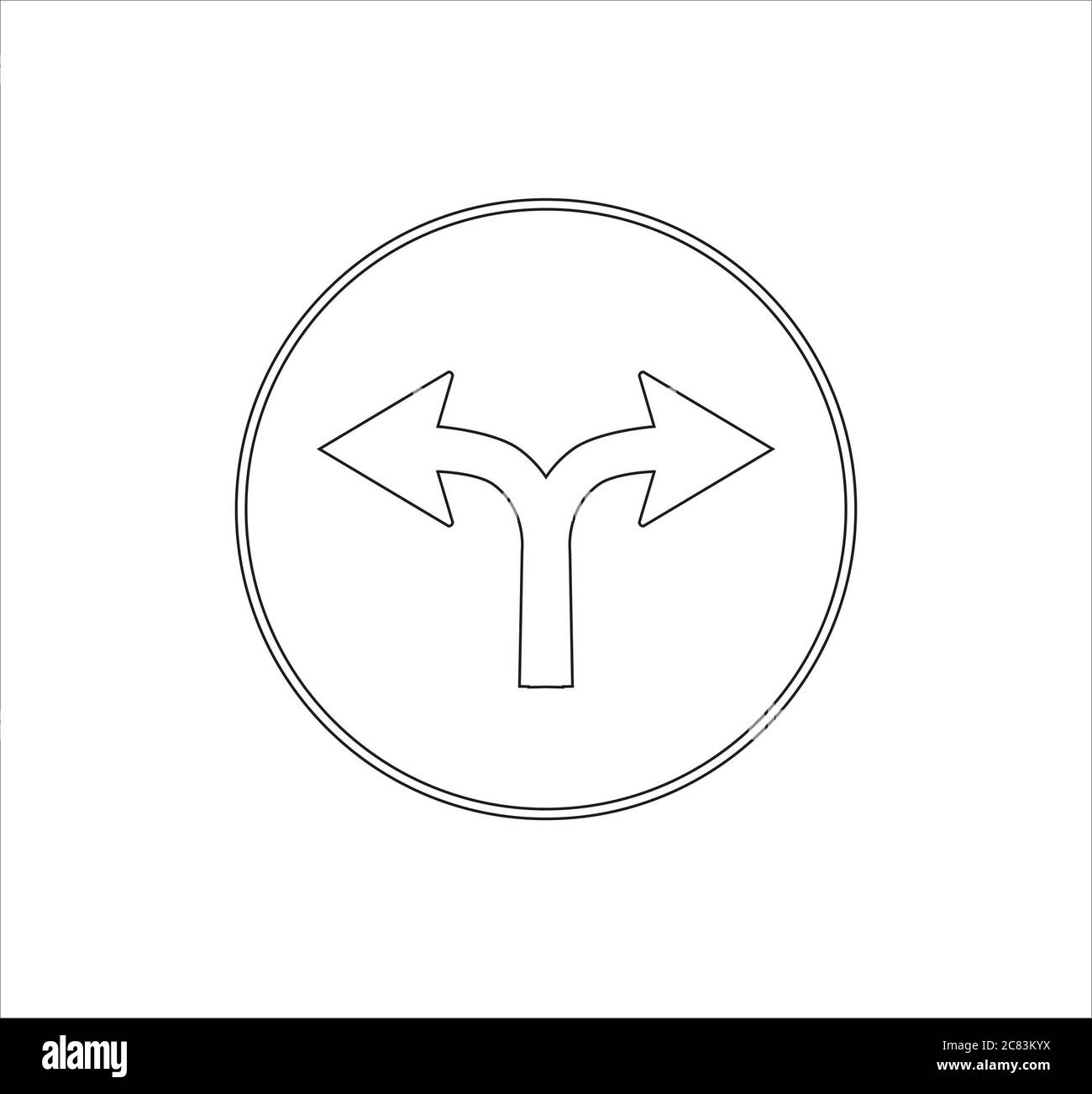 Illustration of a road sign with turning icons isolated on a white ...