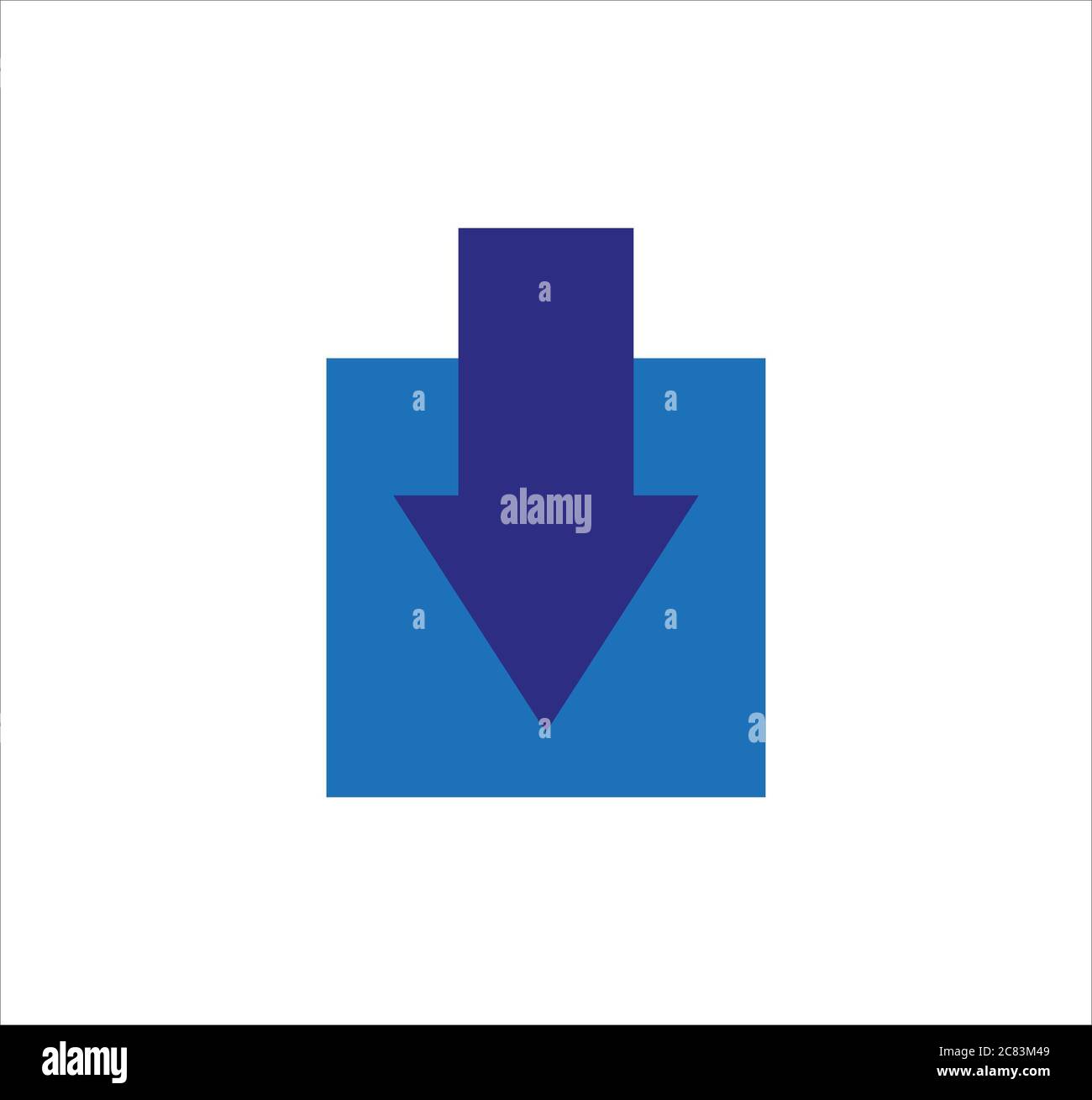 Illustration of a blue download icon for web or mobile design isolated ...
