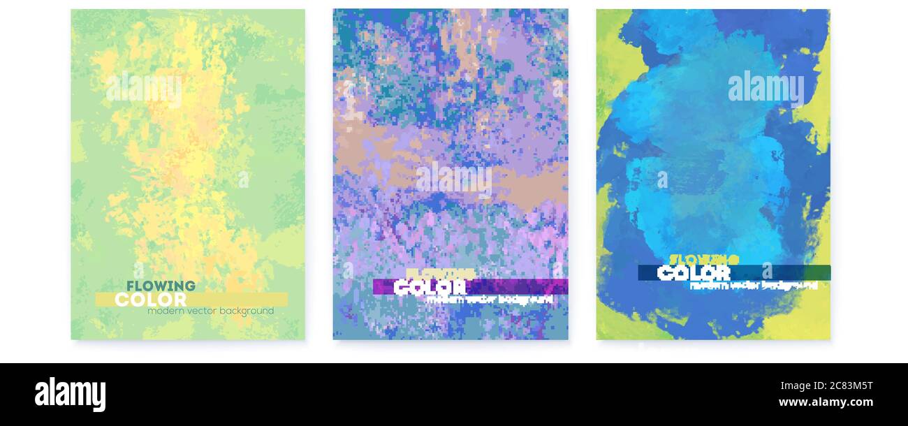 Set of textured hand drawn canvas. Abstract posters in impressionism ...