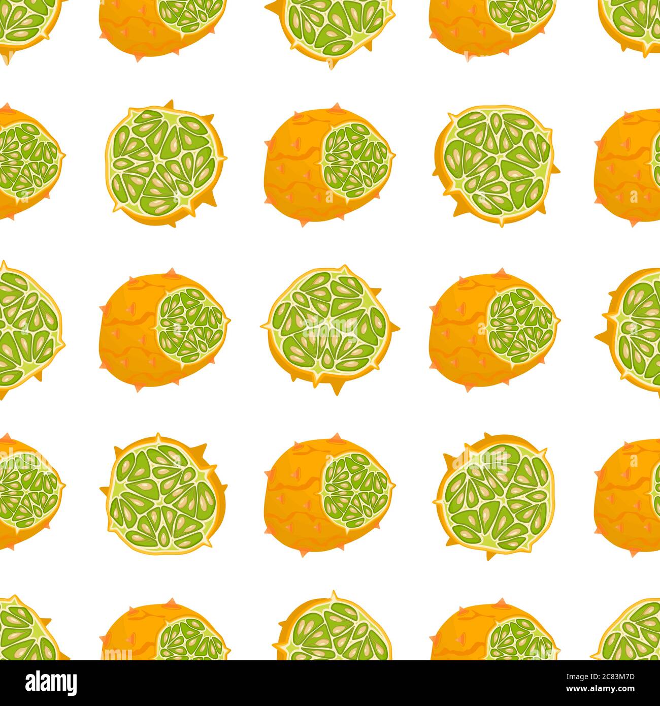 Illustration on theme big colored seamless kiwano, bright fruit pattern ...