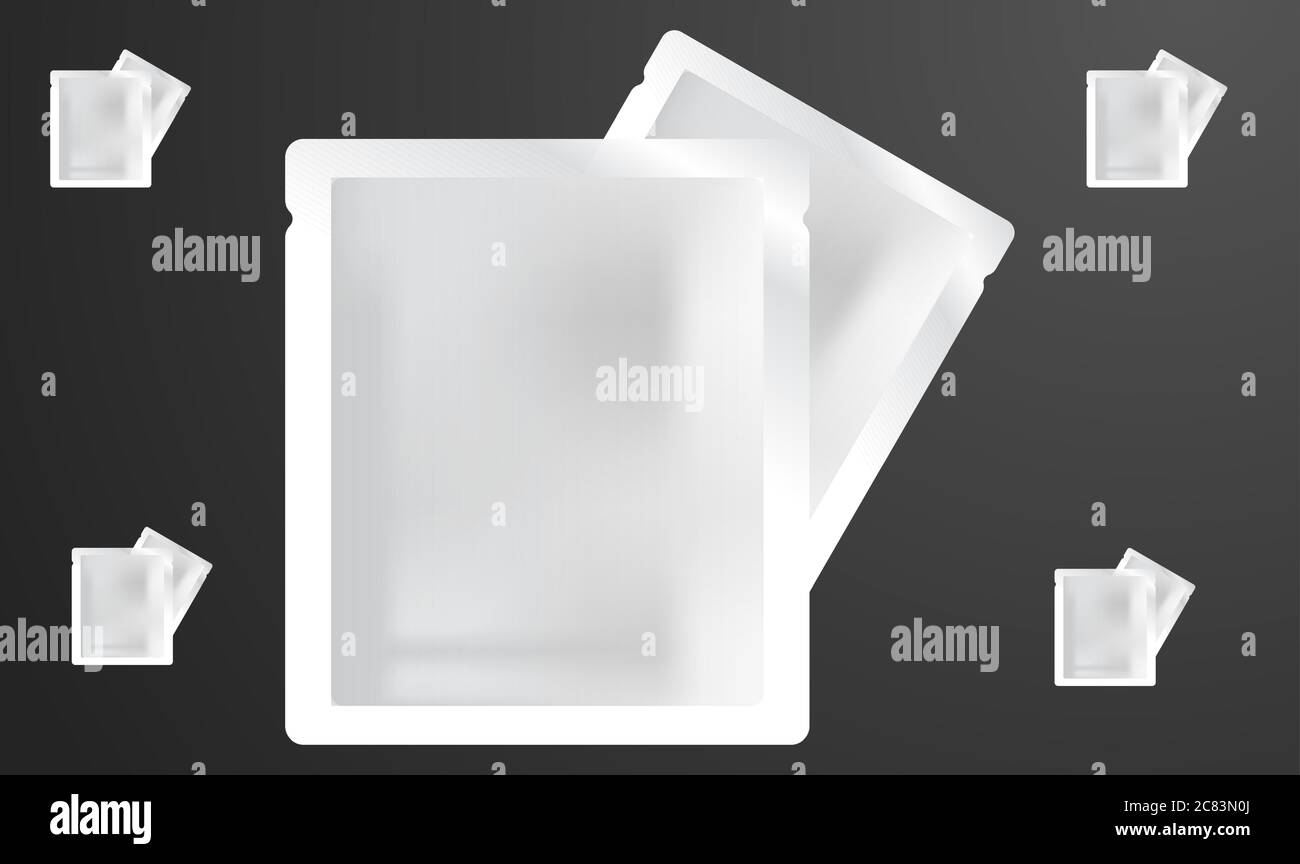 mock up illustration of shampoo sachet on abstract dark backgrounds ...