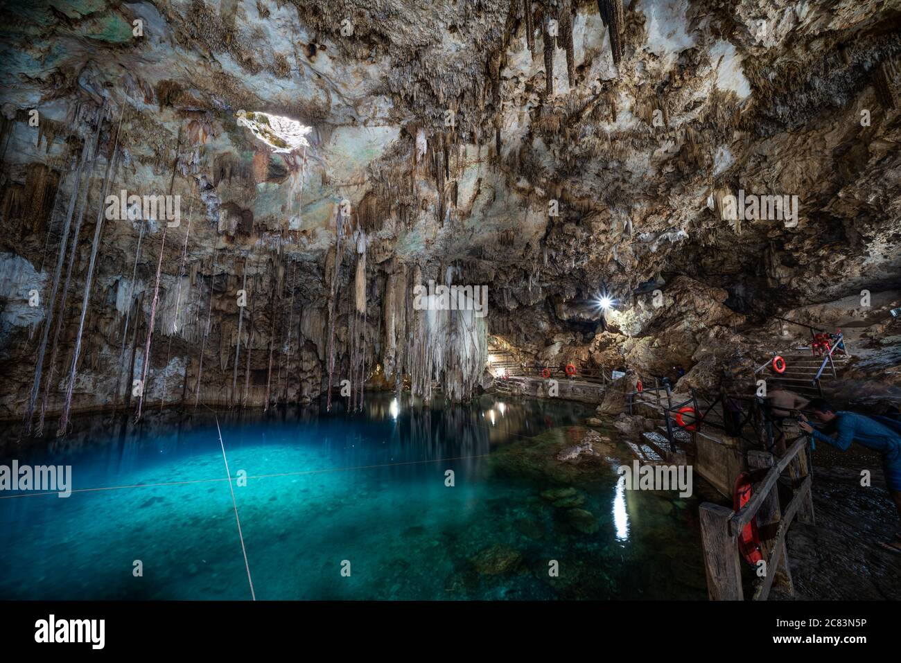 Stalagtite mineral formations over Cenote Xkeken near Dzitnup, Yucatan ...