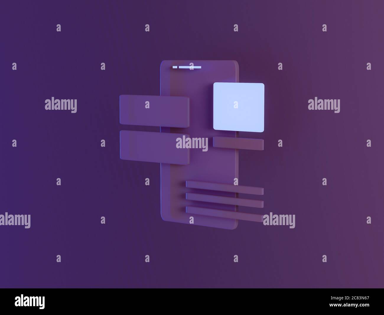 3d render of phone with ui ux blocks. app development Stock Photo - Alamy