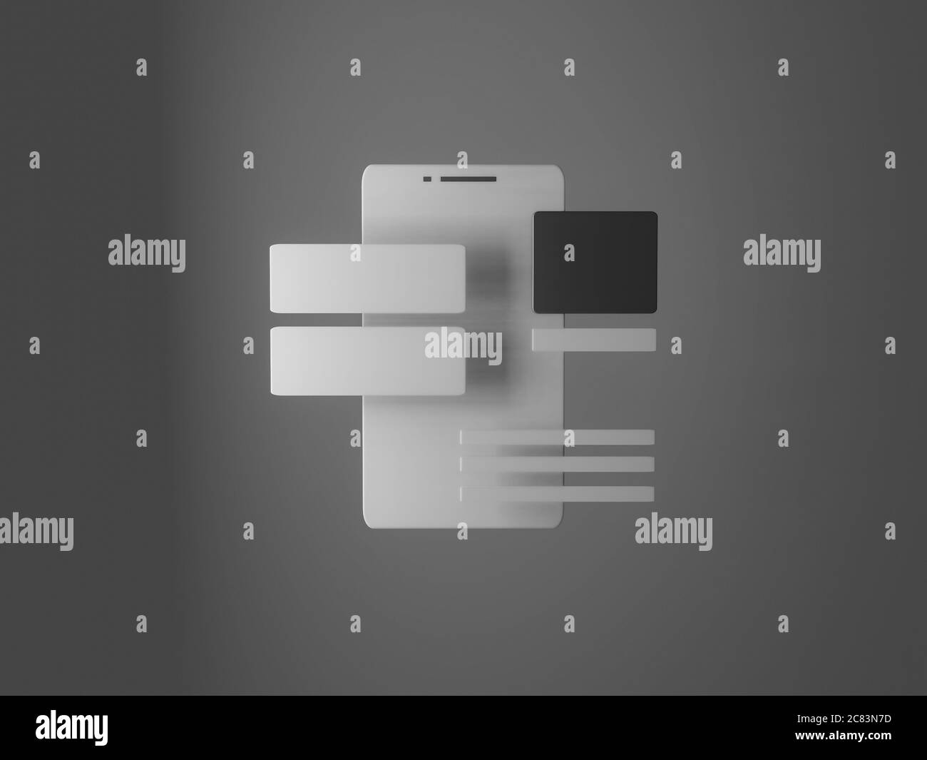 3d render of phone with ui ux blocks. app development Stock Photo - Alamy