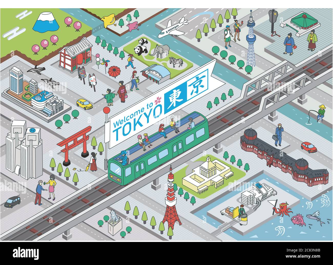Isometric vector Illustration of TOKYO CITY JAPAN Stock Photo - Alamy
